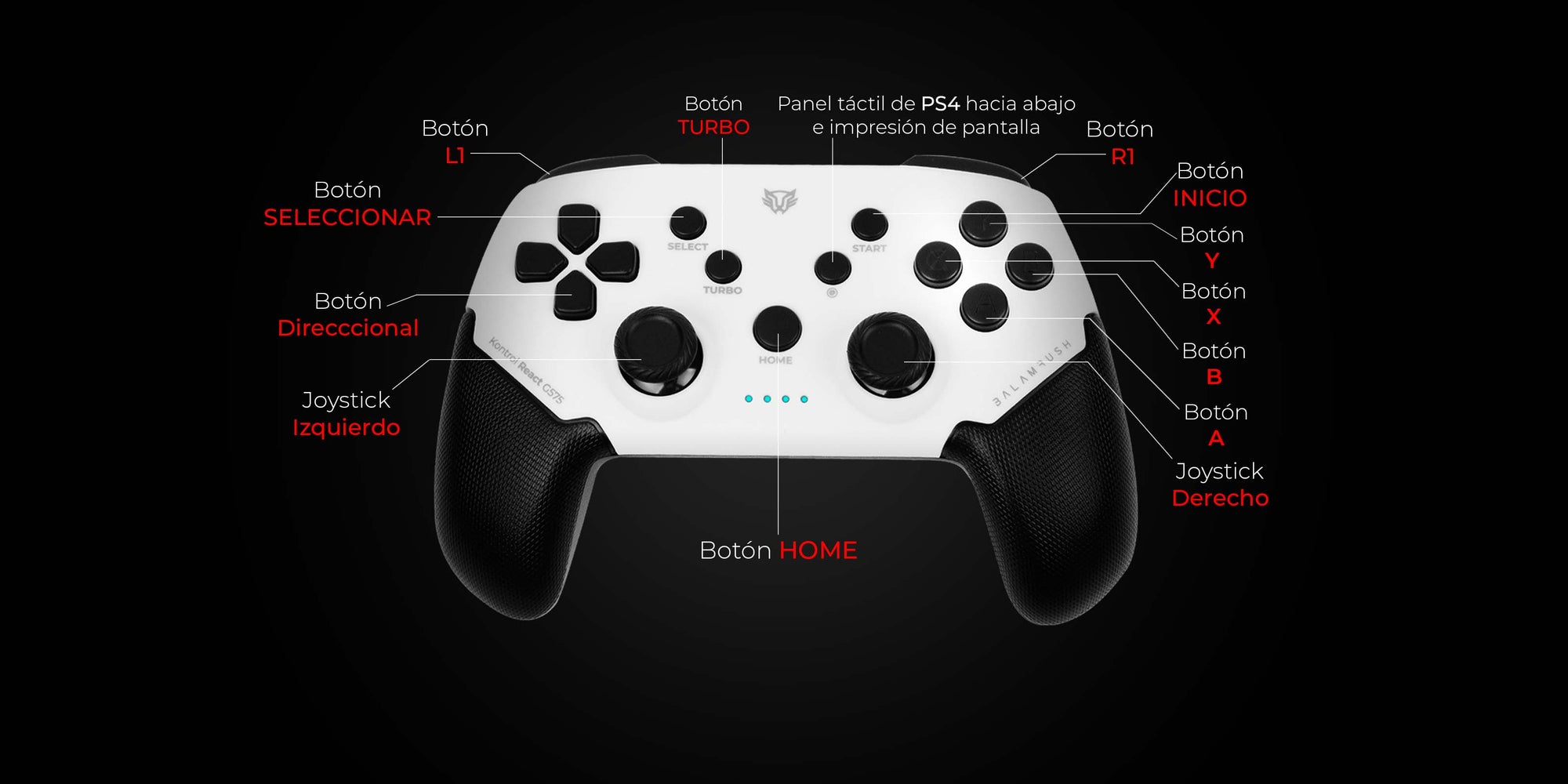 Gamepad | Kontrol React G575 | Blanco-Negro
