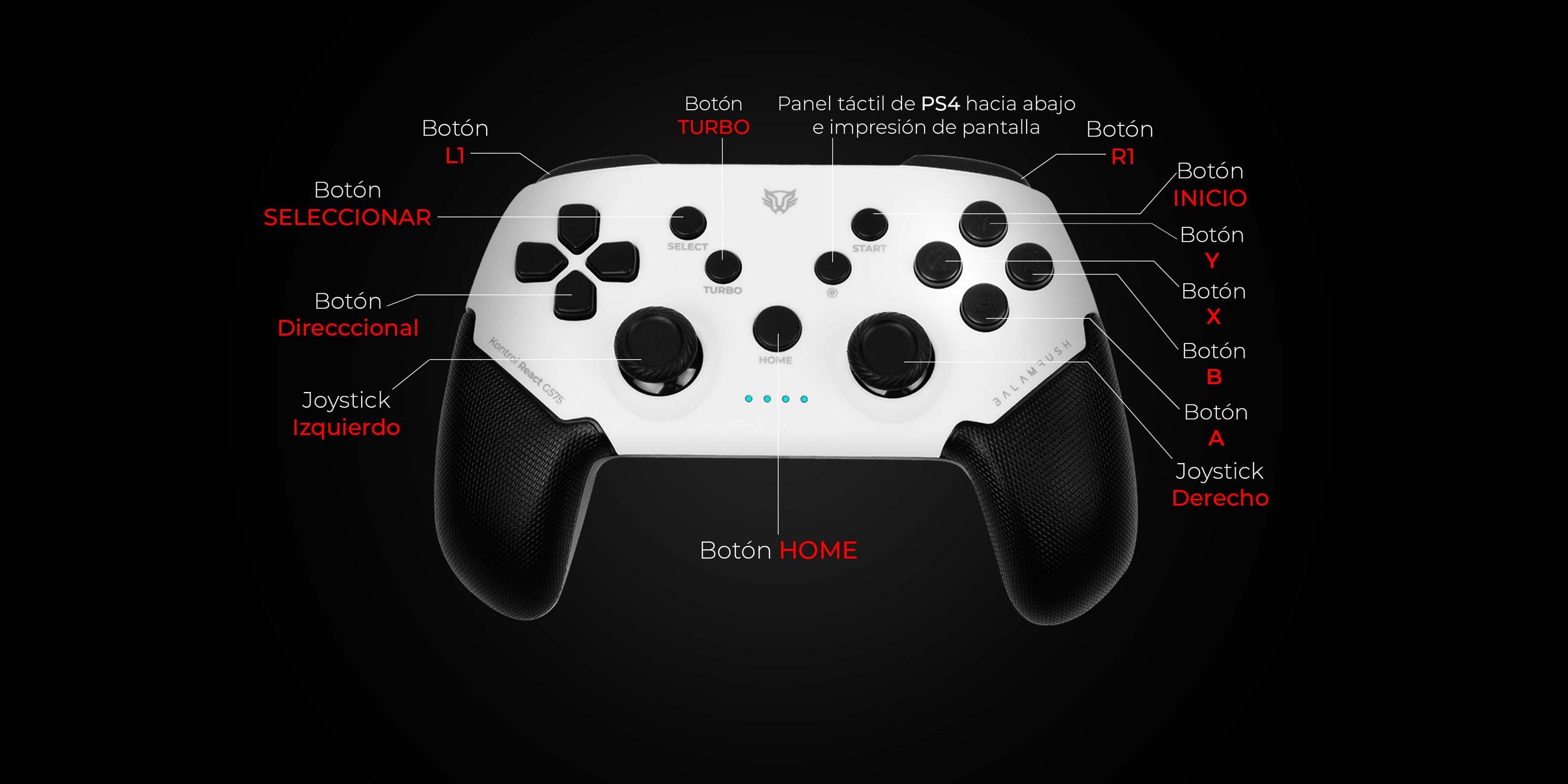 Gamepad | Kontrol React G575 | Blanco-Negro