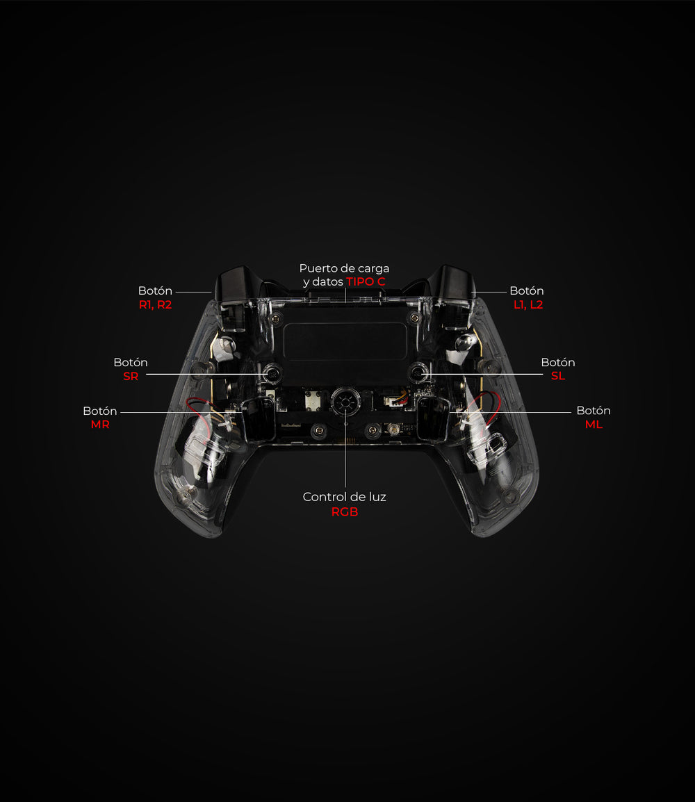Gamepad Multiplataforma | Kontrol Glow G595 | Neon Transparente