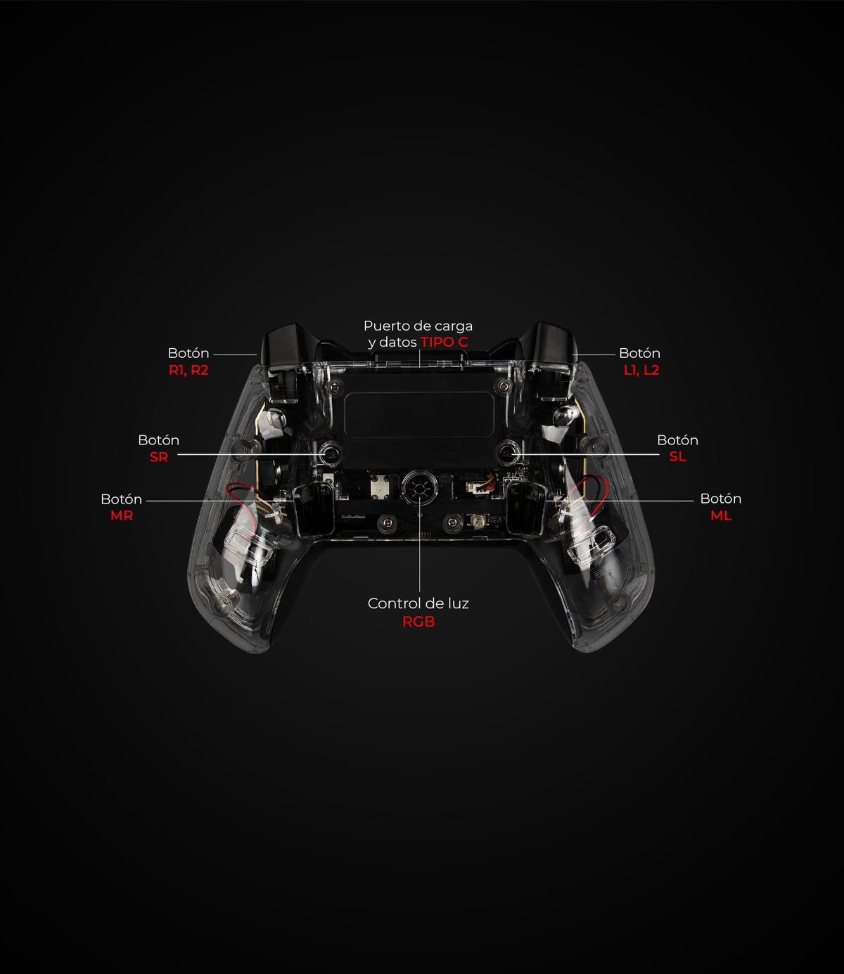 Gamepad Multiplataforma | Kontrol Glow G595 | Neon Transparente