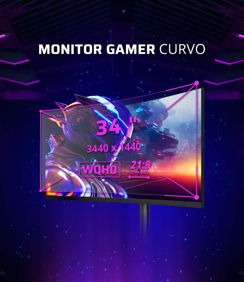 Monitor Gamer Curvo 34" Extreme Earth MGX34C VA + 144 Hz + 1 ms + WQHD