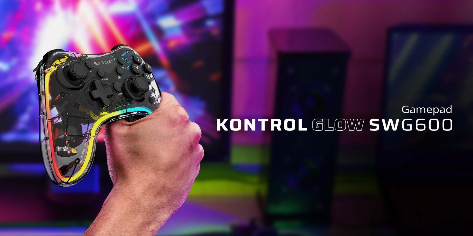 Gamepad Inalámbrico | Kontrol Glow SW G600 | Neón - Transparente
