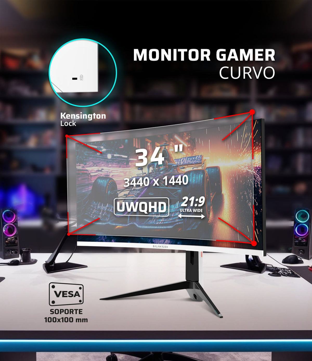 Monitor Curvo 34" VA | Extreme Earth MGX34C | Negro