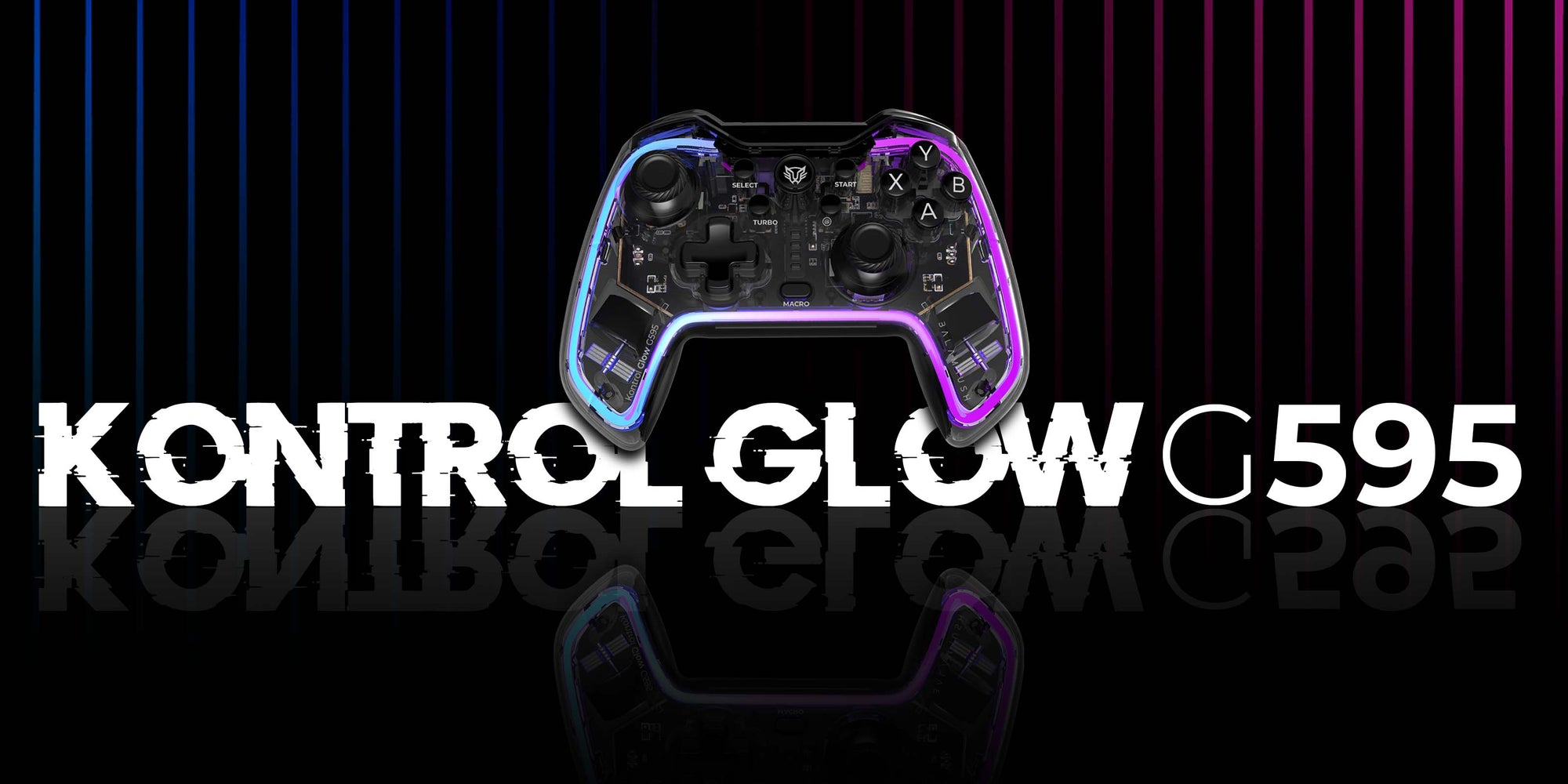 Gamepad Multiplataforma | Kontrol Glow G595 | Neon Transparente