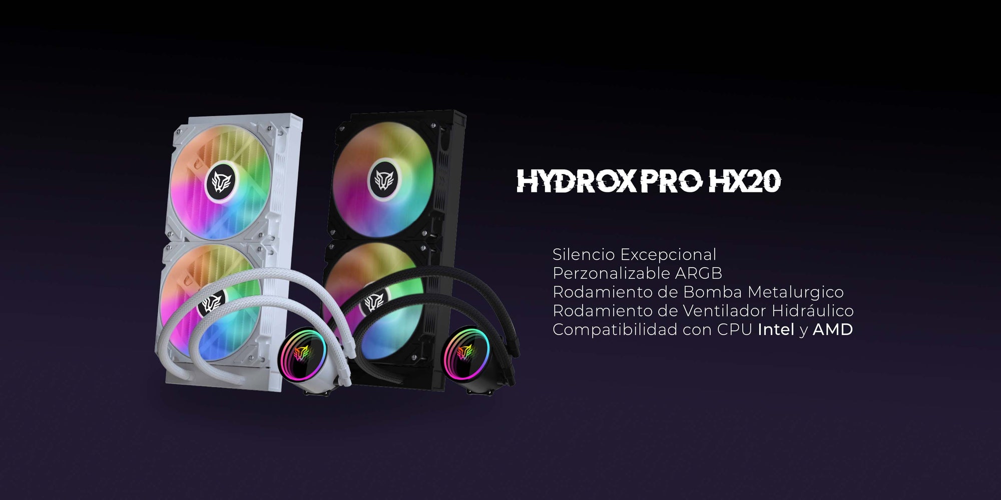 Enfriamiento Líquido 240 para CPU | Hydrox Pro HX20 | 2 Vent 120 mm AR