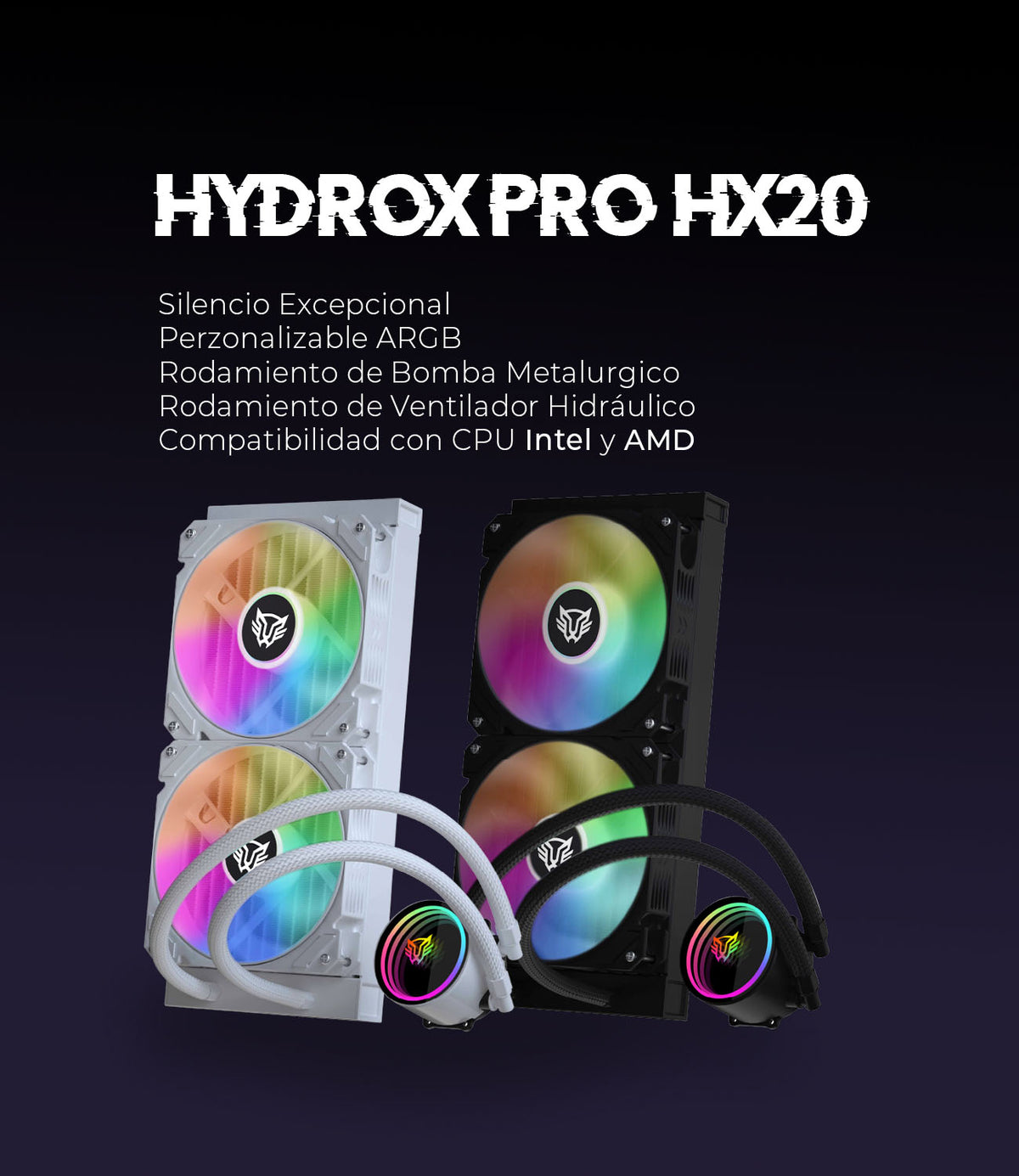 Enfriamiento Líquido 240 para CPU | Hydrox Pro HX20 | Negro